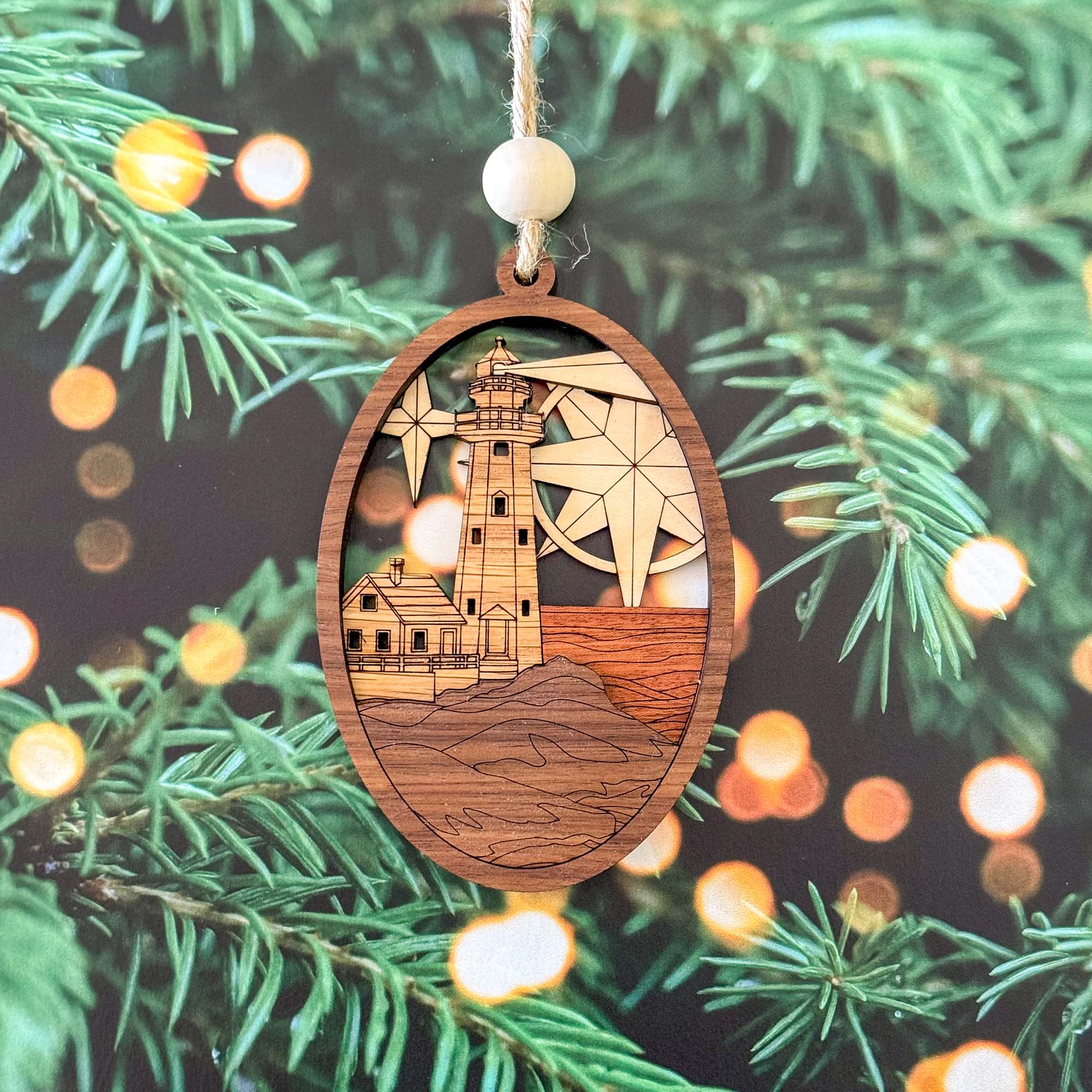 Wood Lighthouse Ornament | Handcrafted Coastal Christmas Décor – Velo ...